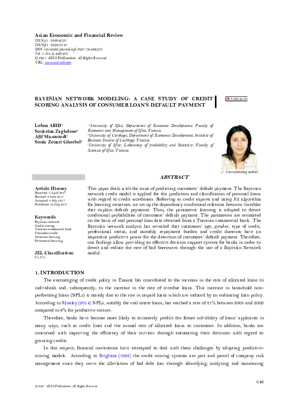 (PDF) Bayesian Network Modeling: A Case Study of Credit Scoring Analysis of Consumer Loans ...