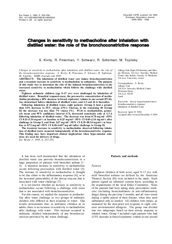 (PDF) Changes in sensitivity to methacholine after inhalation with ...