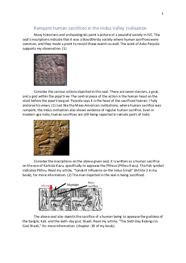 (PDF) Rampant human sacrifices in the Indus Valley civilisation