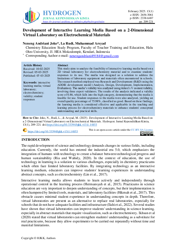 (PDF) Development of Interactive Learning Media Based on a 2 ...