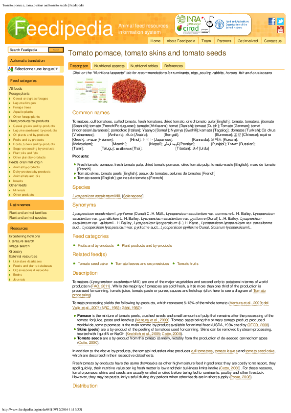 (PDF) Tomato pomace, tomato skins and tomato seeds | Feedipedia