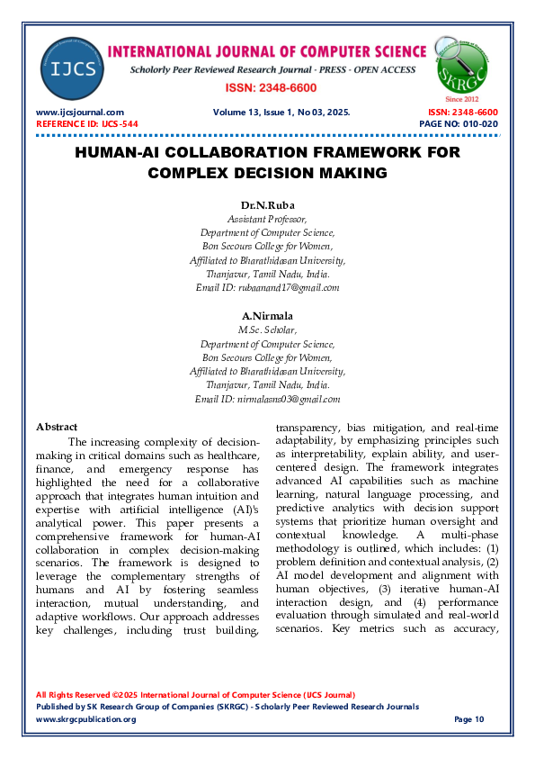 (PDF) HUMAN-AI COLLABORATION FRAMEWORK FOR COMPLEX DECISION MAKING