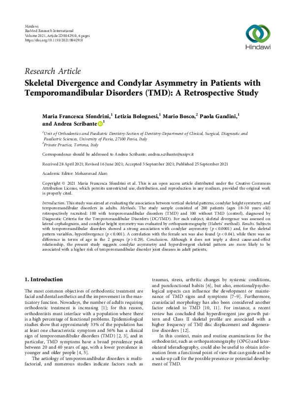 Skeletal Divergence and Condylar Asymmetry in Patients with ...