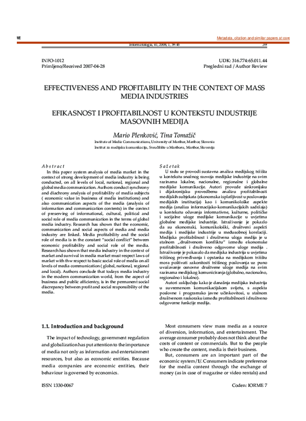 (PDF) Effectiveness and Profitability in the Context of Mass Media ...
