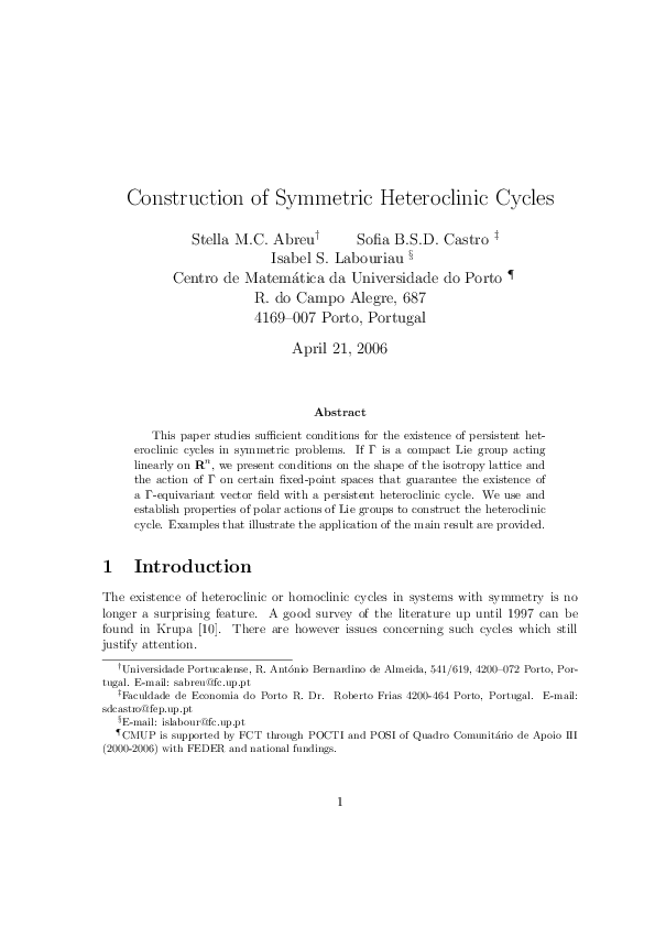 (PDF) Construction of Symmetric Heteroclinic Cycles