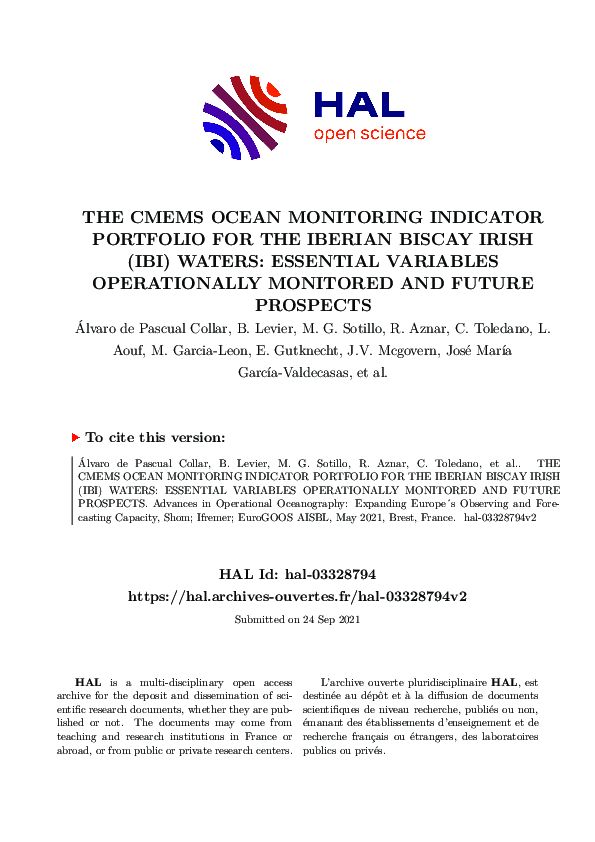 (PDF) The Cmems Ocean Monitoring Indicator Portfolio for the Iberian ...