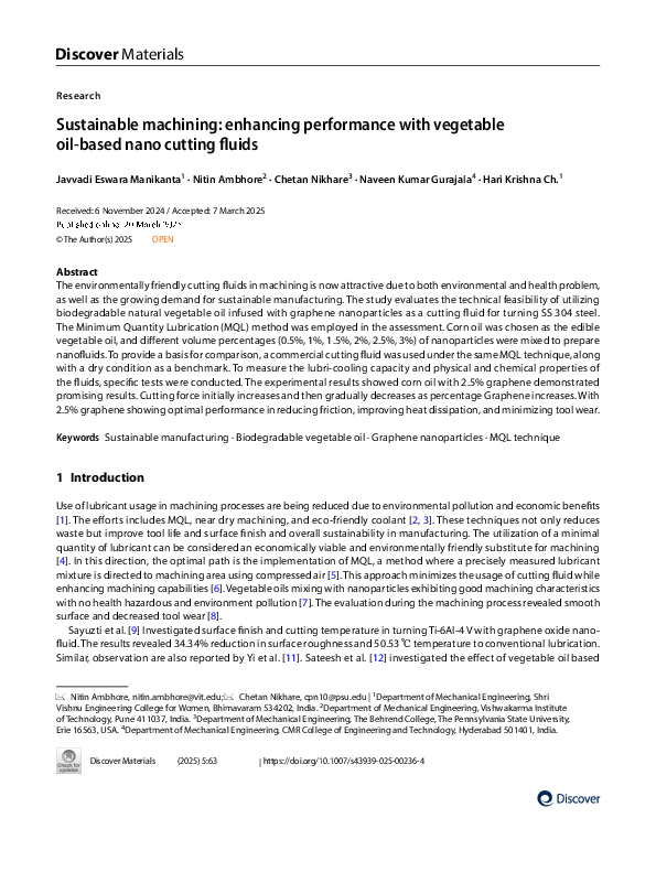 (PDF) Sustainable machining: enhancing performance with vegetable oil ...