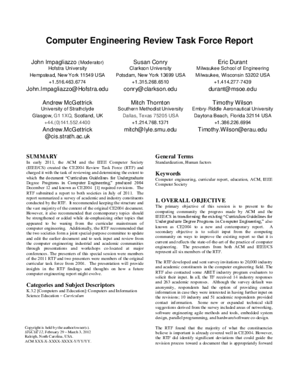 (PDF) Computer engineering review task force report