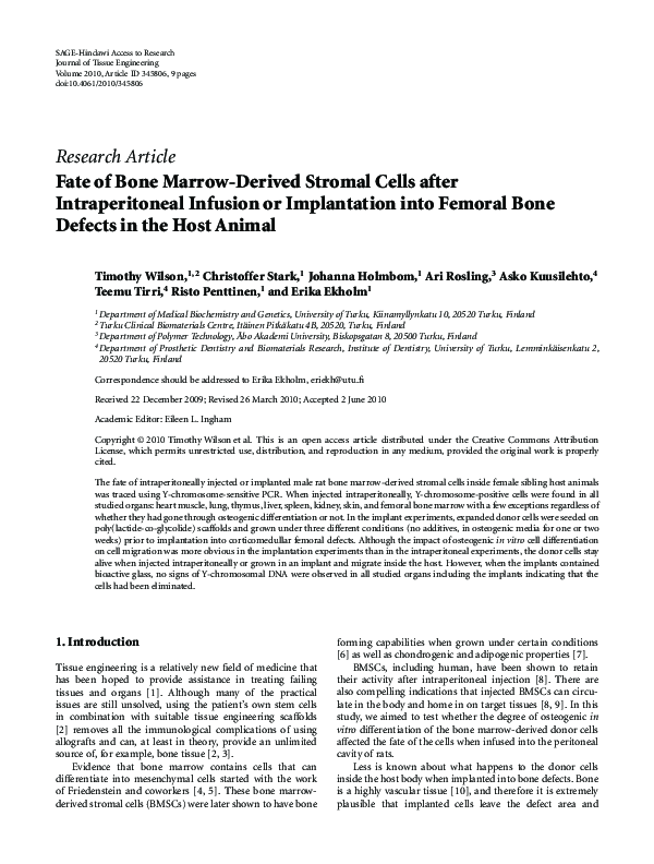 (PDF) Fate of bone marrow-derived stromal cells after intraperitoneal ...