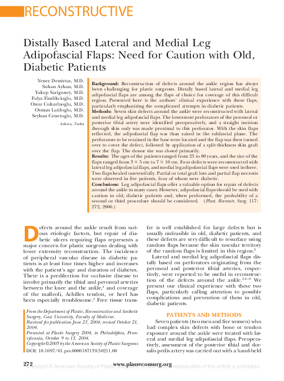 (PDF) Distally Based Lateral and Medial Leg Adipofascial Flaps: Need ...