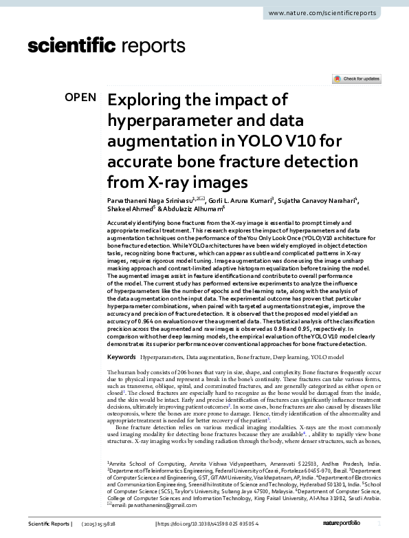 Exploring the impact of hyperparameter and data augmentation in YOLO V10 for accurate bone ...