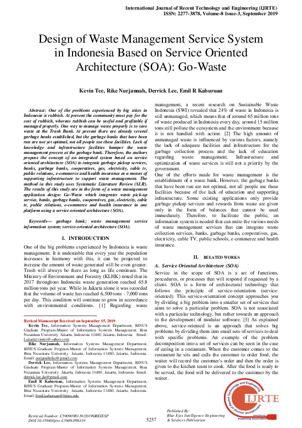 (PDF) Design of Waste Management Service System in Indonesia Based on ...