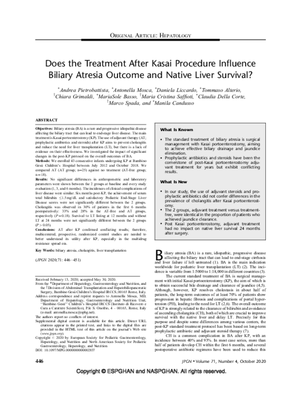 (PDF) Does the Treatment After Kasai Procedure Influence Biliary ...