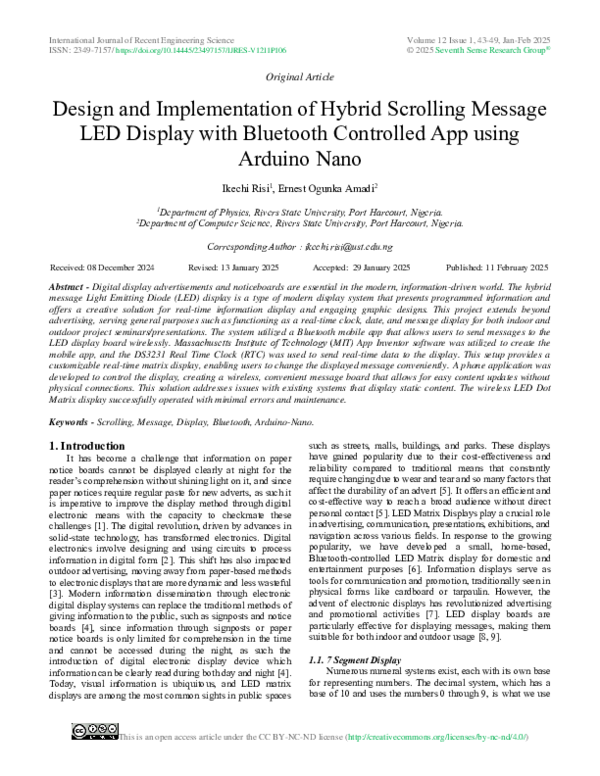 Pdf Design And Implementation Of Hybrid Scrolling Message Led Display With Bluetooth