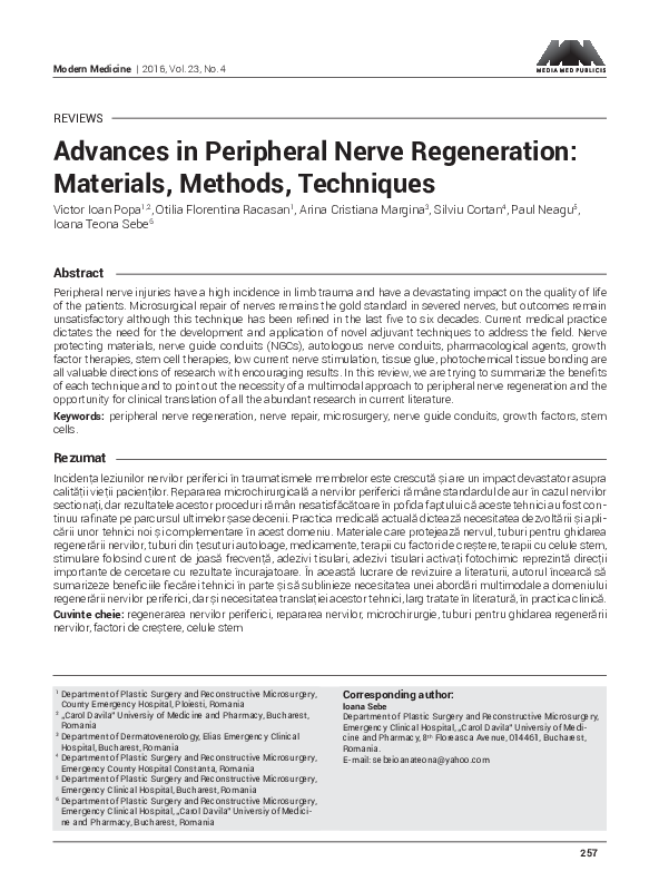 (PDF) Advances in Peripheral Nerve Regeneration: Materials, Methods ...