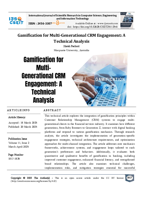 (PDF) Gamification for Multi-Generational CRM Engagement: A Technical Analysis
