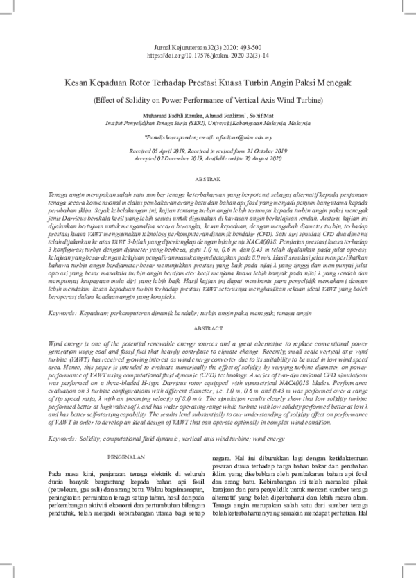 (PDF) Effect of Solidity on Power Performance of Vertical Axis Wind Turbine