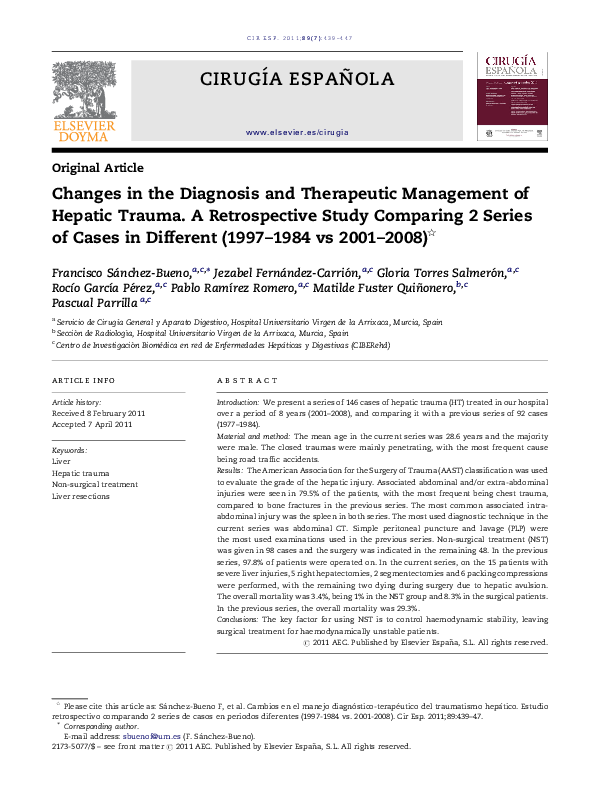 (PDF) Changes in the Diagnosis and Therapeutic Management of Hepatic ...