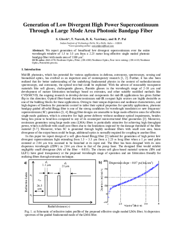 (PDF) Generation of Low Divergent High Power Supercontinuum Through a Large Mode Area Photonic ...