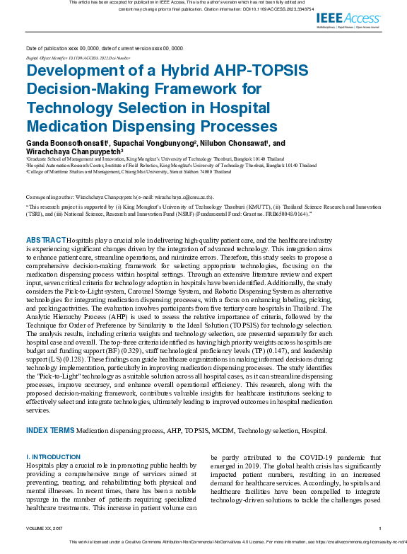 (PDF) Development of a Hybrid AHP-TOPSIS Decision-Making Framework for ...