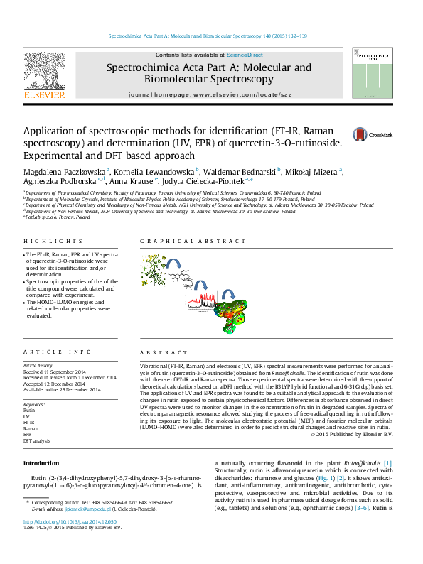 (PDF) Application of spectroscopic methods for identification (FT-IR, Raman spectroscopy) and ...