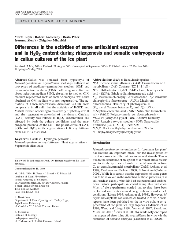 (PDF) Differences in the activities of some antioxidant enzymes and in ...