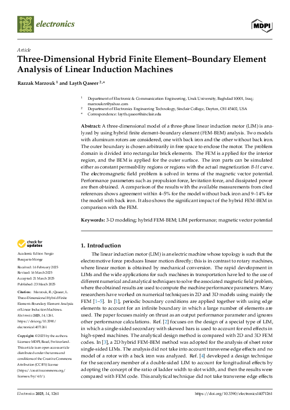 (PDF) Three-Dimensional Hybrid Finite Element-Boundary Element Analysis of Linear Induction Machines