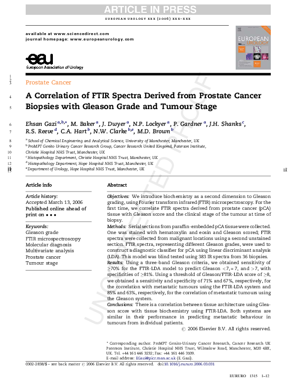 A Correlation of FTIR Spectra Derived from Prostate Cancer Biopsies ...