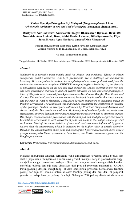 (PDF) Variasi Fenotipe Polong dan Biji Malapari (Pongamia pinnata Linn ...