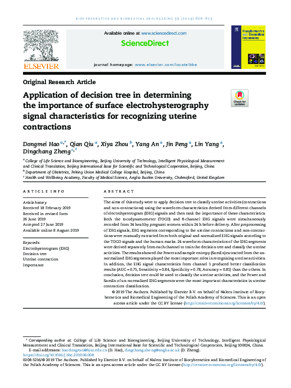 (PDF) Feature Selection Techniques in Uterine Electrohysterography Signal