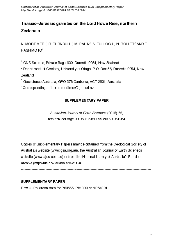 (PDF) Triassic–Jurassic granites on the Lord Howe Rise, northern Zealandia