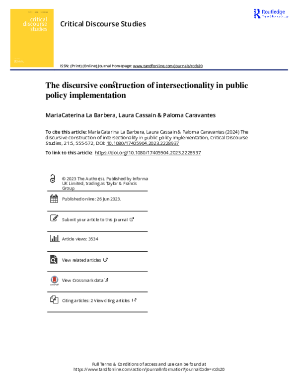 (PDF) The discursive construction of intersectionality in public policy ...