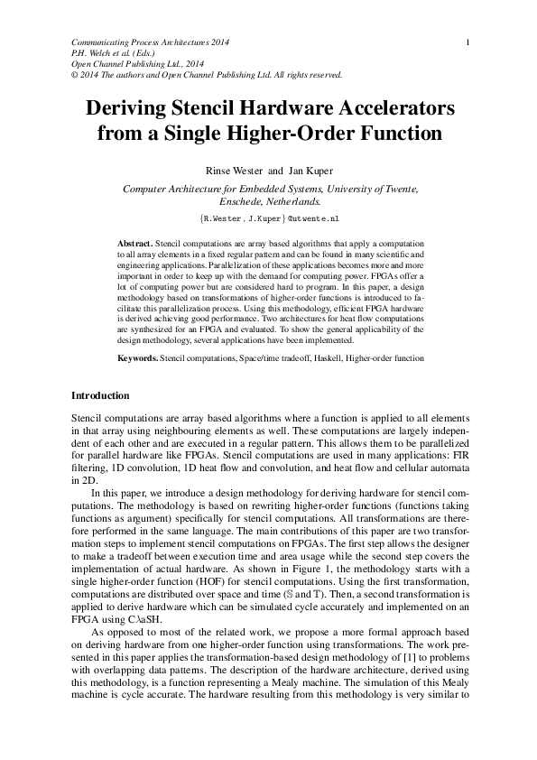 (PDF) Deriving stencil hardware accelerators from a single higher-order ...