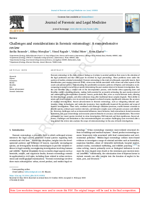 (PDF) Challenges and considerations in forensic entomology: A ...
