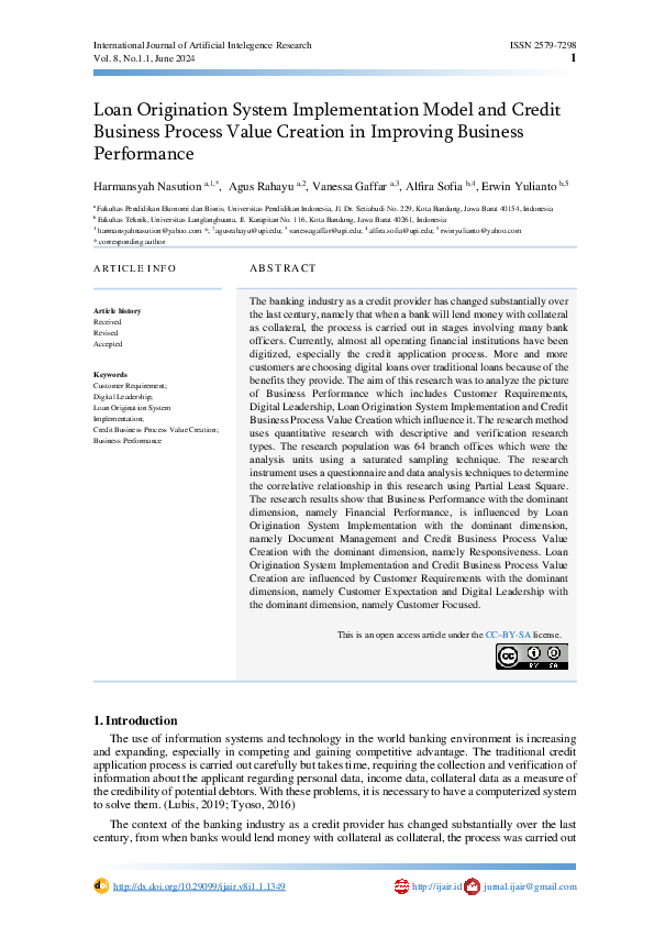 (PDF) Loan Origination System Implementation Model and Credit Business Process Value Creation in ...