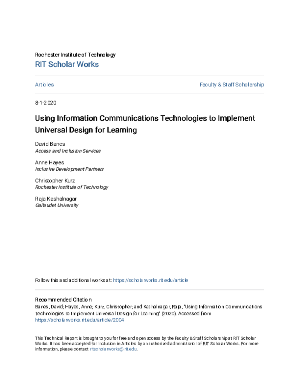 (PDF) Using Information Communications Technologies to Implement ...