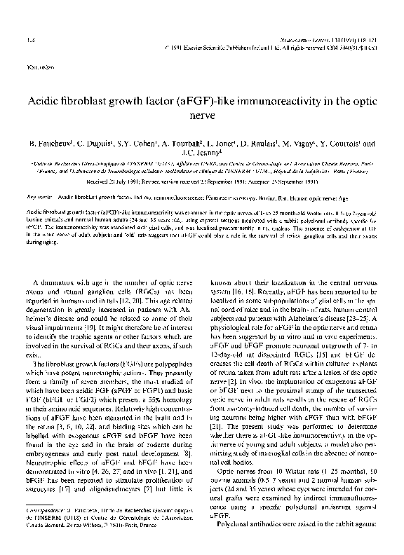 (PDF) Acidic fibroblast growth factor (aFGF)-like immunoreactivity in ...