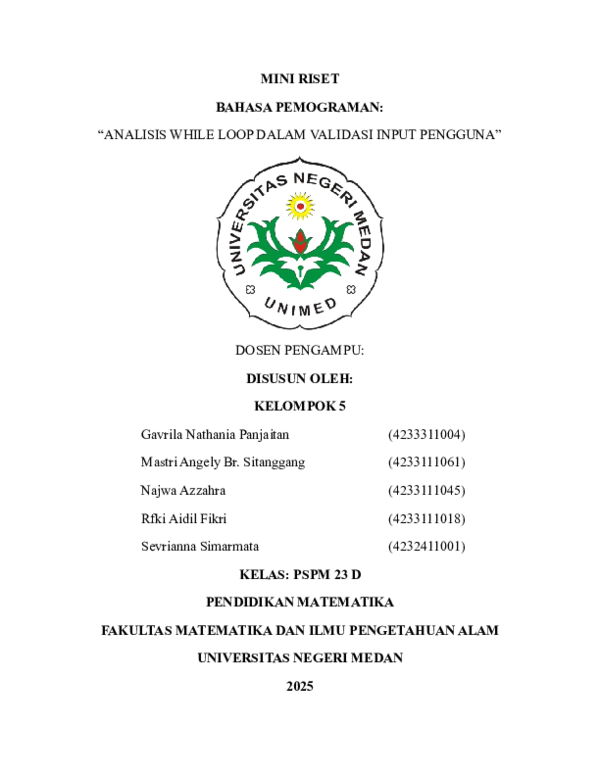 (PDF) MINI RISET BAHASA PEMOGRAMAN KELOMPOK 5