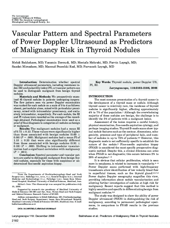 (PDF) Vascular Pattern and Spectral Parameters of Power Doppler ...
