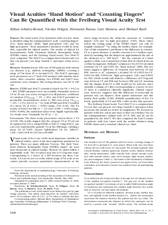 (PDF) Visual Acuities “Hand Motion” and “Counting Fingers” Can Be ...