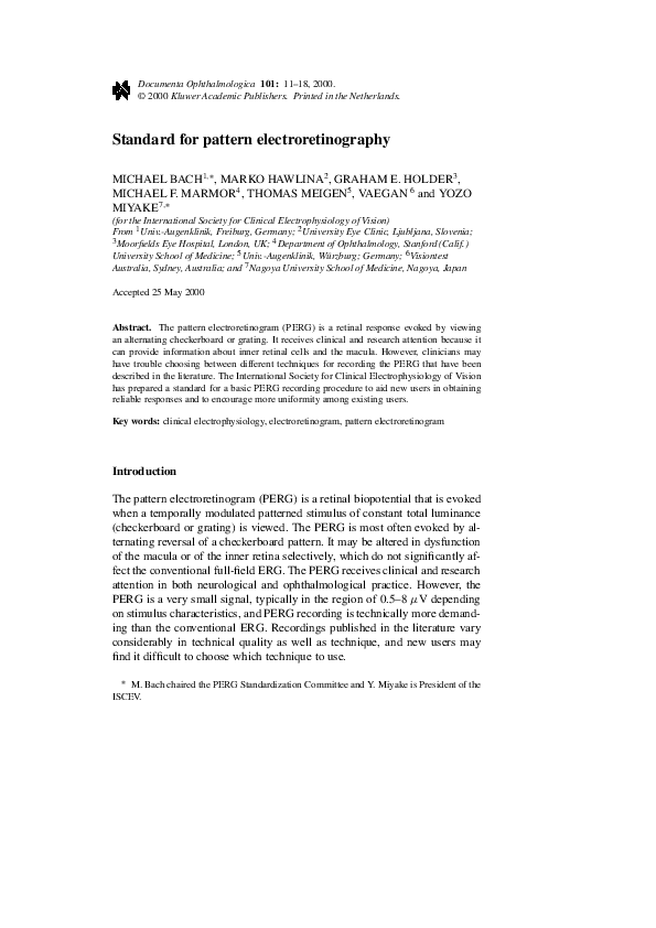 (PDF) Standard for pattern electroretinography