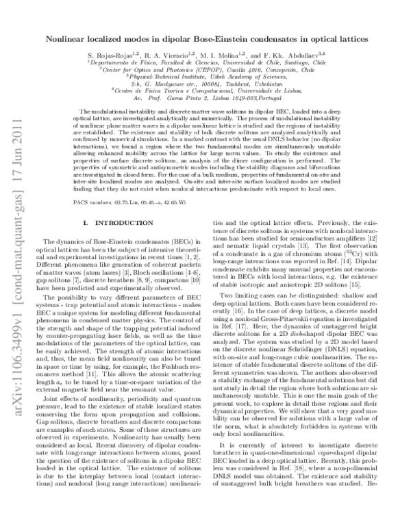 (PDF) Nonlinear localized modes in dipolar Bose-Einstein condensates in ...