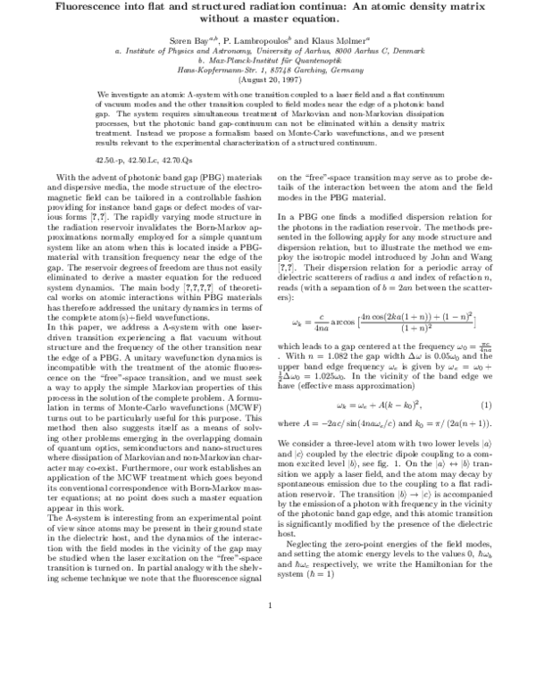 Fluorescence into Flat and Structured Radiation Continua: An Atomic ...