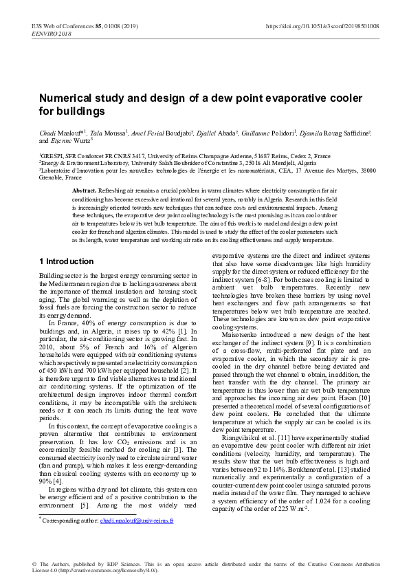 (PDF) Numerical study and design of a dew point evaporative cooler for ...