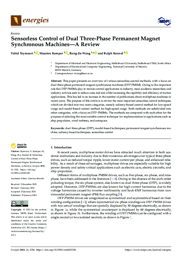 Pdf Sensorless Control Of Dual Three Phase Permanent Magnet
