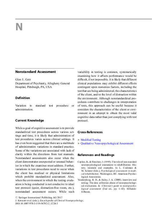 (PDF) Nonstandard Assessment