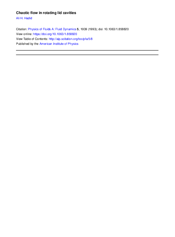 (PDF) Chaotic flow in rotating lid cavities