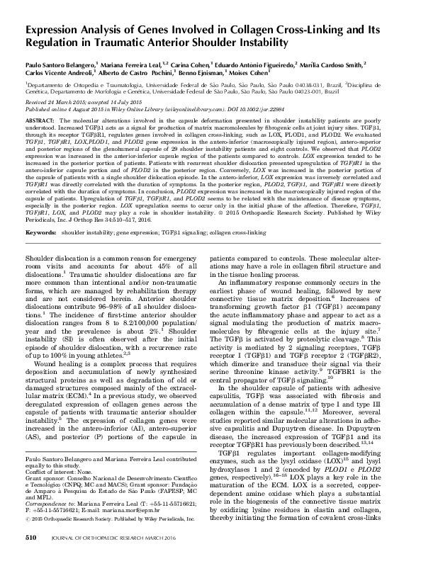 (PDF) Expression analysis of genes involved in collagen cross-linking ...