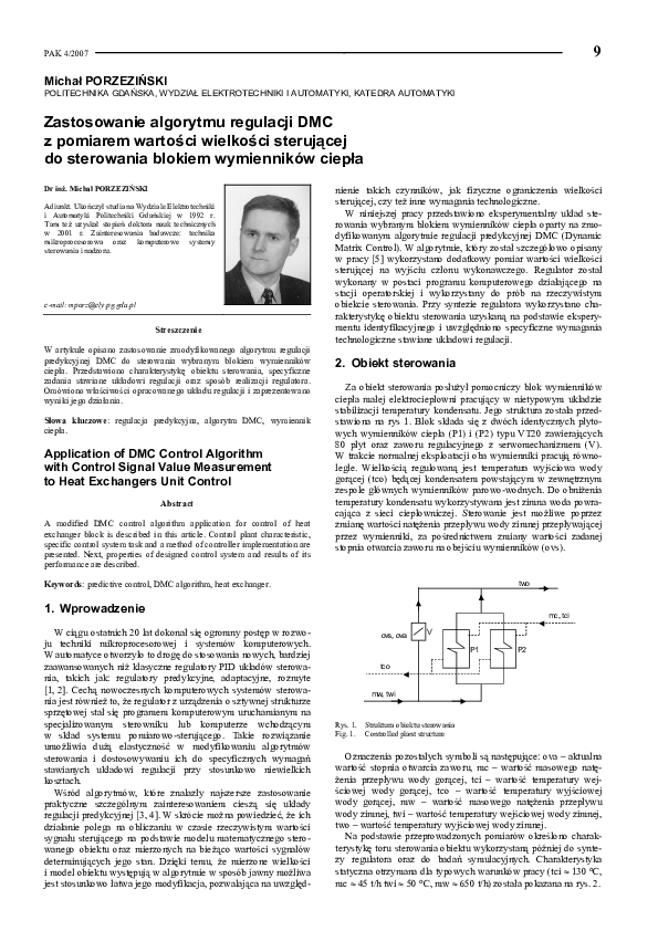 (PDF) Application of DMC Control Algorithm with Control Signal Value ...