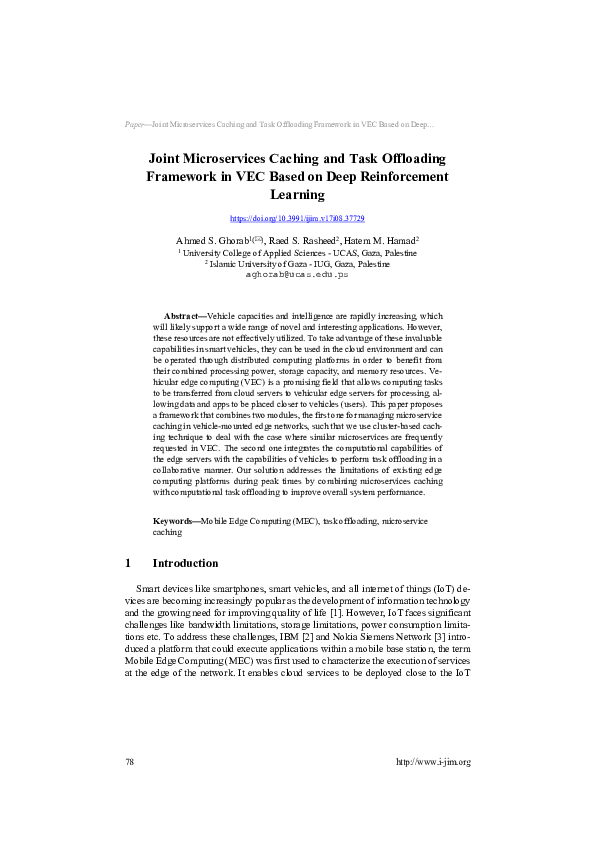 Pdf Joint Microservices Caching And Task Offloading Framework In Vec Based On Deep